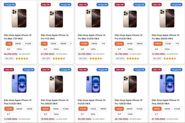 Bảng giá iPhone 16 mới nhất tháng 12: Siêu phẩm iPhone 16 Pro Max giảm nhiều, iPhone 16 đắt khách